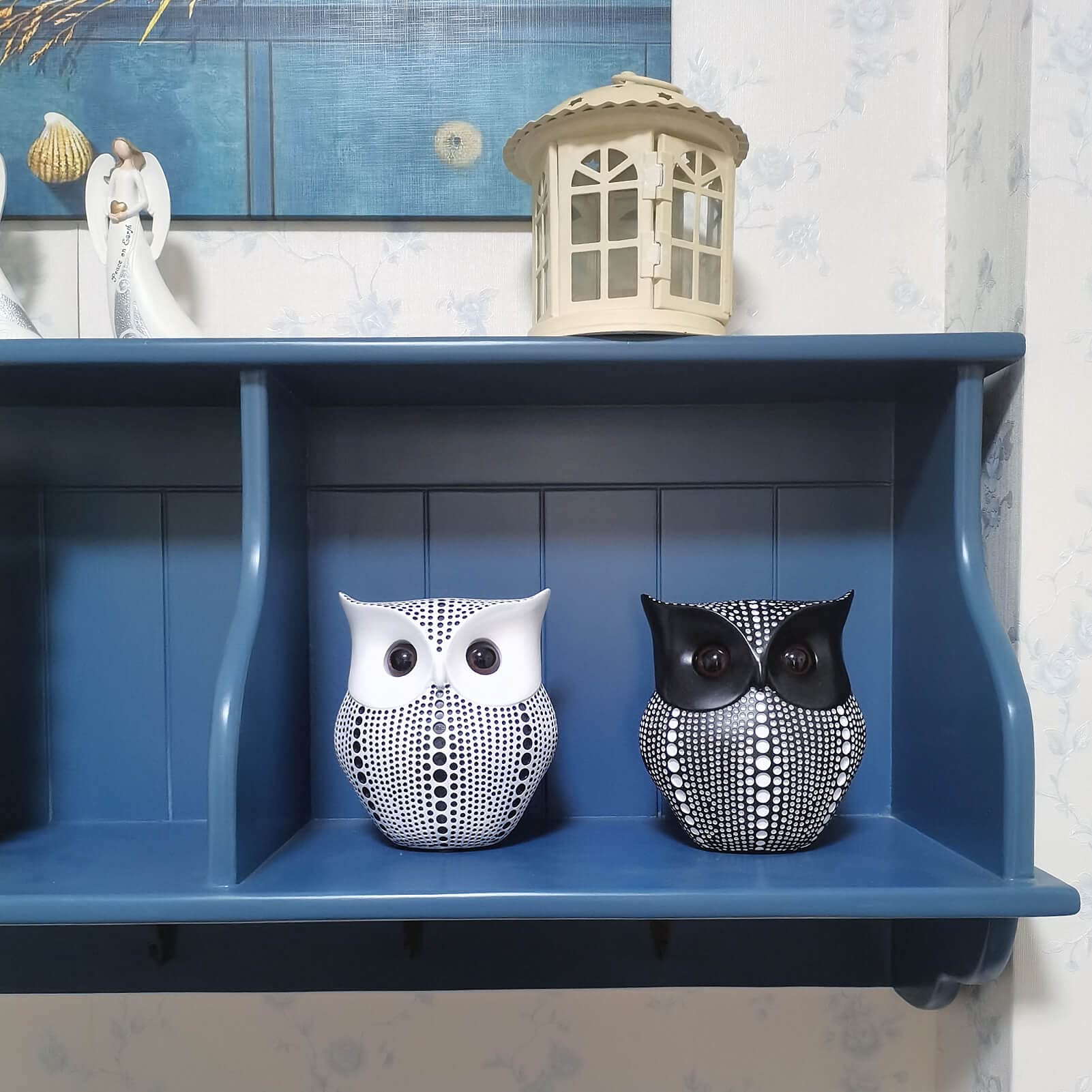 HOWFIELD Resin Owl Statue Home Decor - Black Owl Sculpture, Bird Statue, Small Accents for Bedroom, Office, Garden, Bookshelf, TV Stand Figurines(Black)
