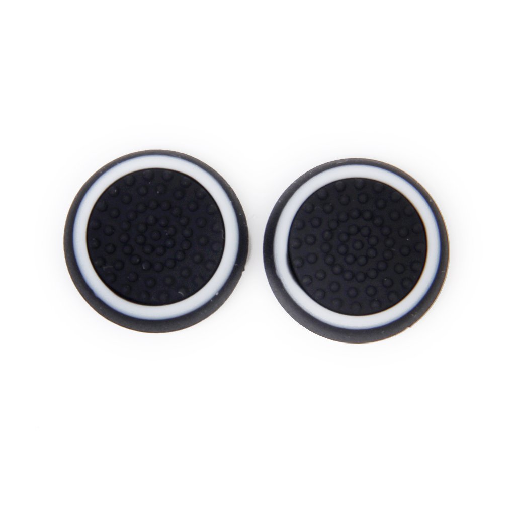 Dovewill Joystick Dust Dirt Protection Replacement Accessory Silicone Cap Button Covers For Sony PlayStation 4 PS4 PS3 PS2 Controller Pack of 2 Black+White