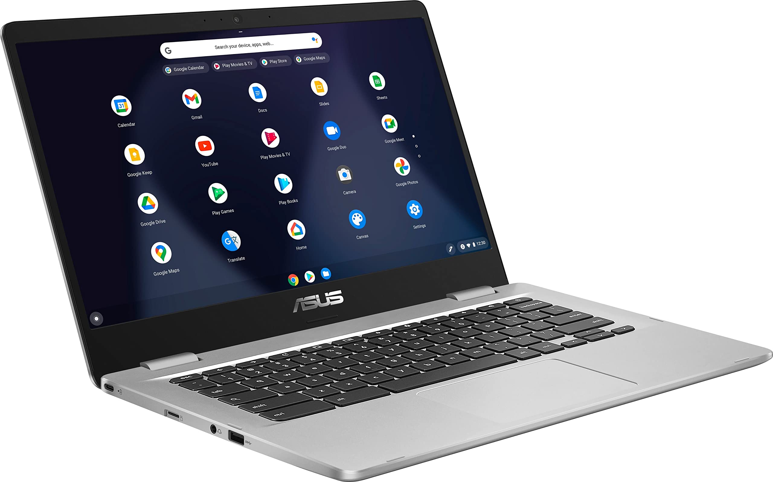 ASUS C423NA Chromebook 14" FHD Laptop Computer, Intel Celeron N3350 up to 2.4GHz, 4GB LPDDR4 RAM, 32GB eMMC, 802.11AC WiFi, Bluetooth, Webcam, Silver, Chrome OS, BROAG 3Feet USB Extension Cable