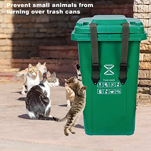 Bylion 2 Pack Trash Can Lid Lock, Outdoor Garbage Can Locks for Animals Proof Universal Lid Lock Stretchable Elastic Strap to Prevent Rust Trash Can Locks for Animals, Squirrels, Dogs, Raccoons