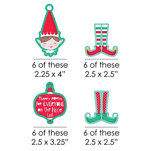 Big Dot of Happiness Elf Squad - Paper Straw Decor - Kids Elf Christmas and Birthday Party Striped Decorative Straws - Set of 24