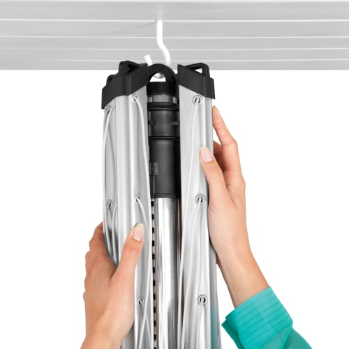 Brabantia Lift-O-Matic Outdoor 4 Arm Clothesline (164 ft/ร 1.8") Height Adjustable, Folding Clothes Drying Rack + Ground Spike & Cover (Gray)