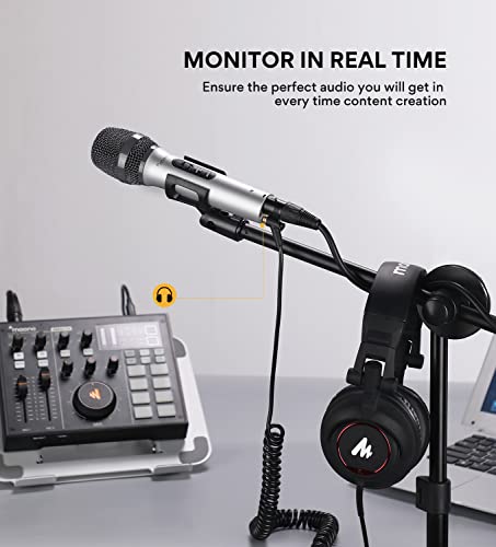 Audio Interface with HD300T Dynamic Microphone, Maonocaster Portable ALL-IN-ONE Podcast Production Studio for Guitar, Live Streaming, PC, Recording, and Gaming