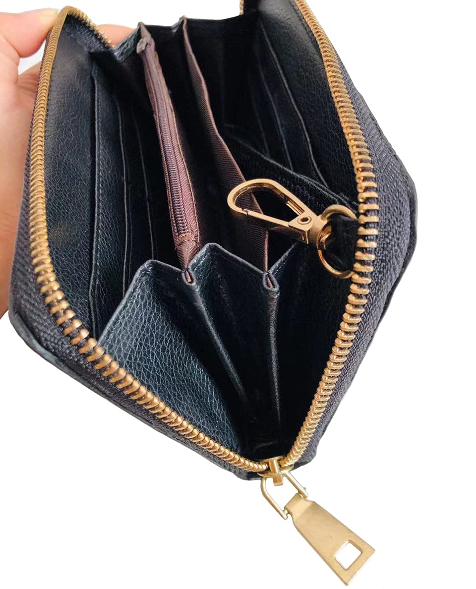 HUAMEIBANG Women's Wallet Genuine Leather RFID Lock Wallet Multi-card Bag Wallet Clutch Bag Wallet Zipper Pocket