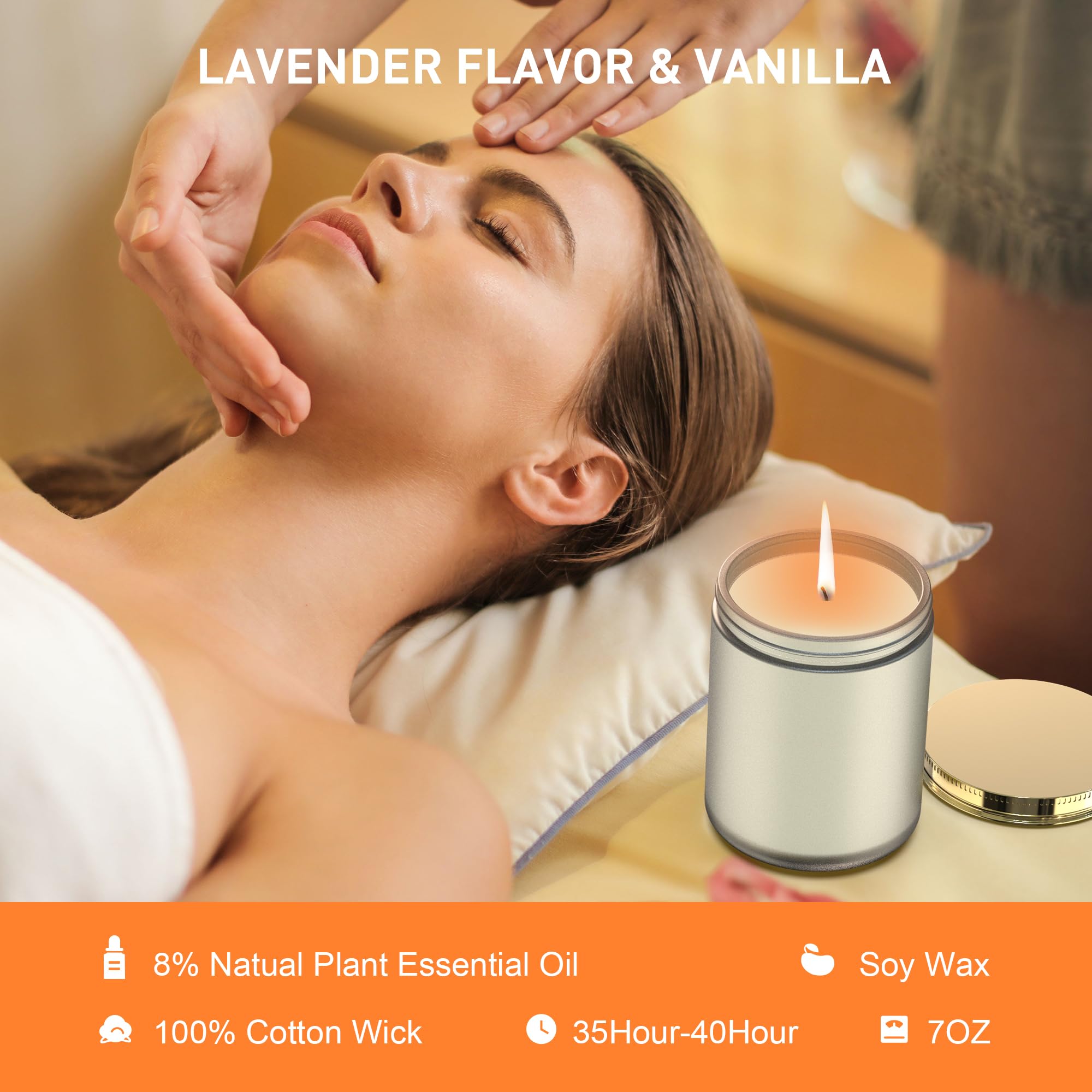 Ohcans Scented Candle Strong Balsam Jar Candles for Large Room Natural Soy Non Toxic Candles Aromatherapy Vanilla Scented Candle for Birthday Gift for Mom Dad