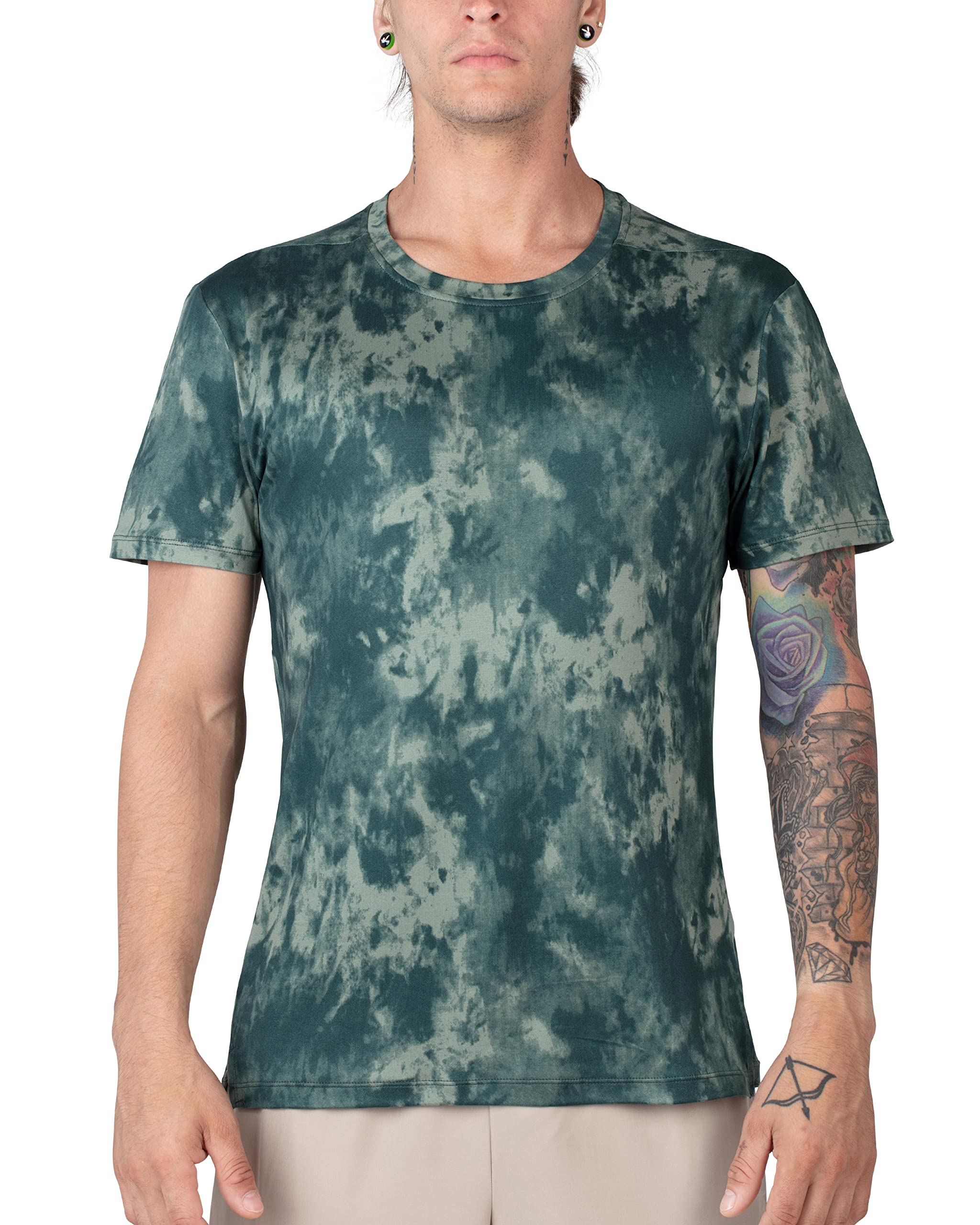 Apana Men's Lightweight Short Sleeve T-Shirt Yoga Running Athletic Tee Shirt Top for Men (Mineral Grey Camo, Medium)