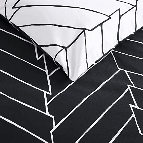 City Scene - Queen Duvet Cover Set, Reversible Cotton Bedding with Matching Shams, Modern Home Decor for All Seasons (Ceres Black, Queen)