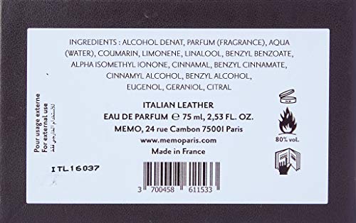 Memo Paris Italian leather by memo paris for unisex - 2.53 Ounce edp spray, 2.53 Ounce