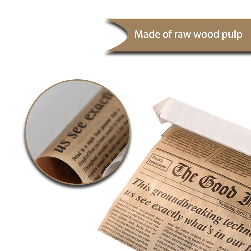 Baking Parchment Paper Roll Non Stick Baking Paper Newspaper Printing Design Food Wrapping Paper for Baking Cookies Bread Pizza Meat and Vegetables