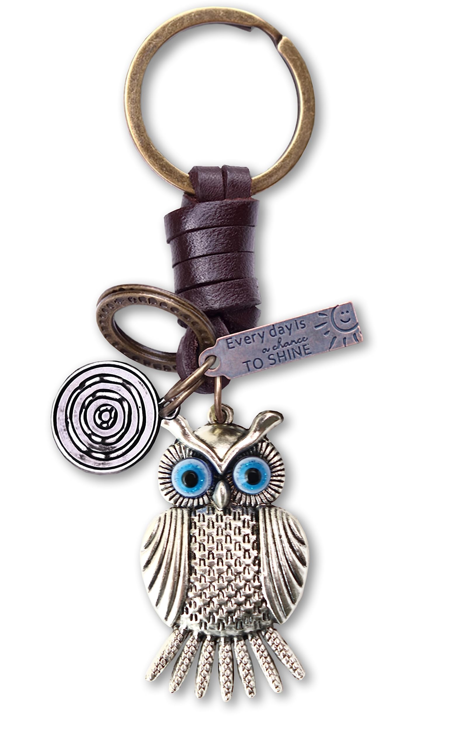AuPra Silver KeyChain Gift Women & Men Leather KeyRing Home Car Door Keys Holder Girl & Boy Bird Present