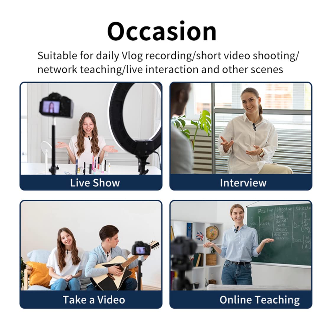 BaoDanRen Wireless Lavalier Microphone,Lavalier Microphone for iPhone Android,2 Pack Professional Lapel Micophone Wireless for Interview Video Podcast Vlog YouTube S12