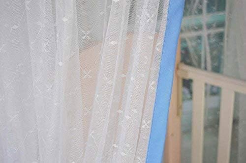 RuiHome Dome Style Hanging Baby Mosquito Net Nursery Bed Canopy with Blue Bowknot Decor, Netting with Holder Stand