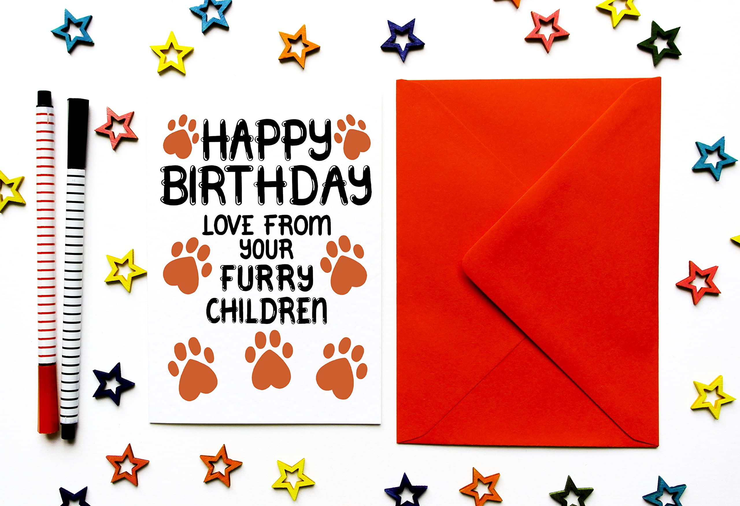 Birthday Card Love From Furry Children, Pets, Dogs, Cats, Animals, Fur Babies For Mom, Dad