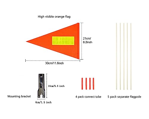 Bike Safety Flag Heavy Duty Fiberglass Pole Polyester Flag with Reflective Strip(1 Pcs)