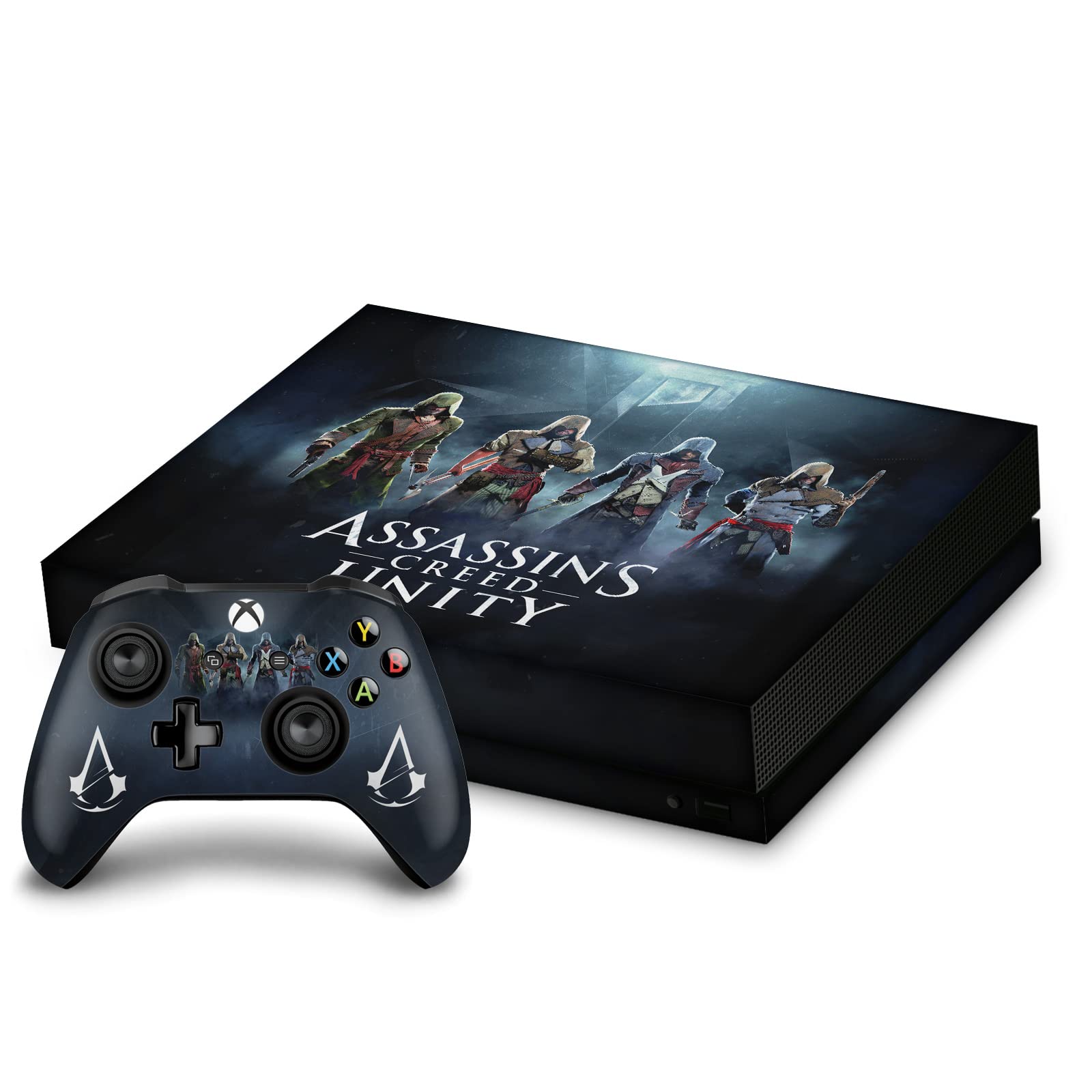Head Case Designs Officially Licensed Assassin's Creed Group Unity Key Art Vinyl Sticker Gaming Skin Decal Cover Compatible With Xbox One X Console and Controller Bundle