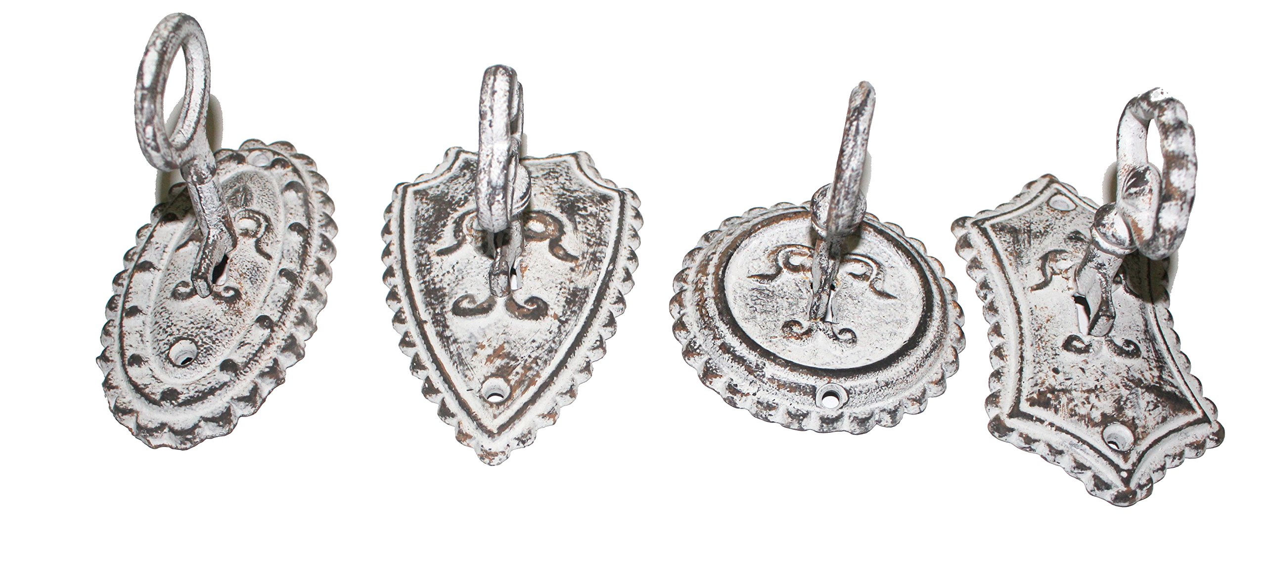 CTW Vintage Key Metal Hooks Set of 4, Antique White