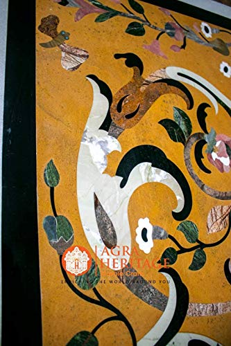 Black Marble Dining Outdoor Table Top Marquetry Inlay Handicraft Design Living Restaurant Decor | 60"x36" Inches