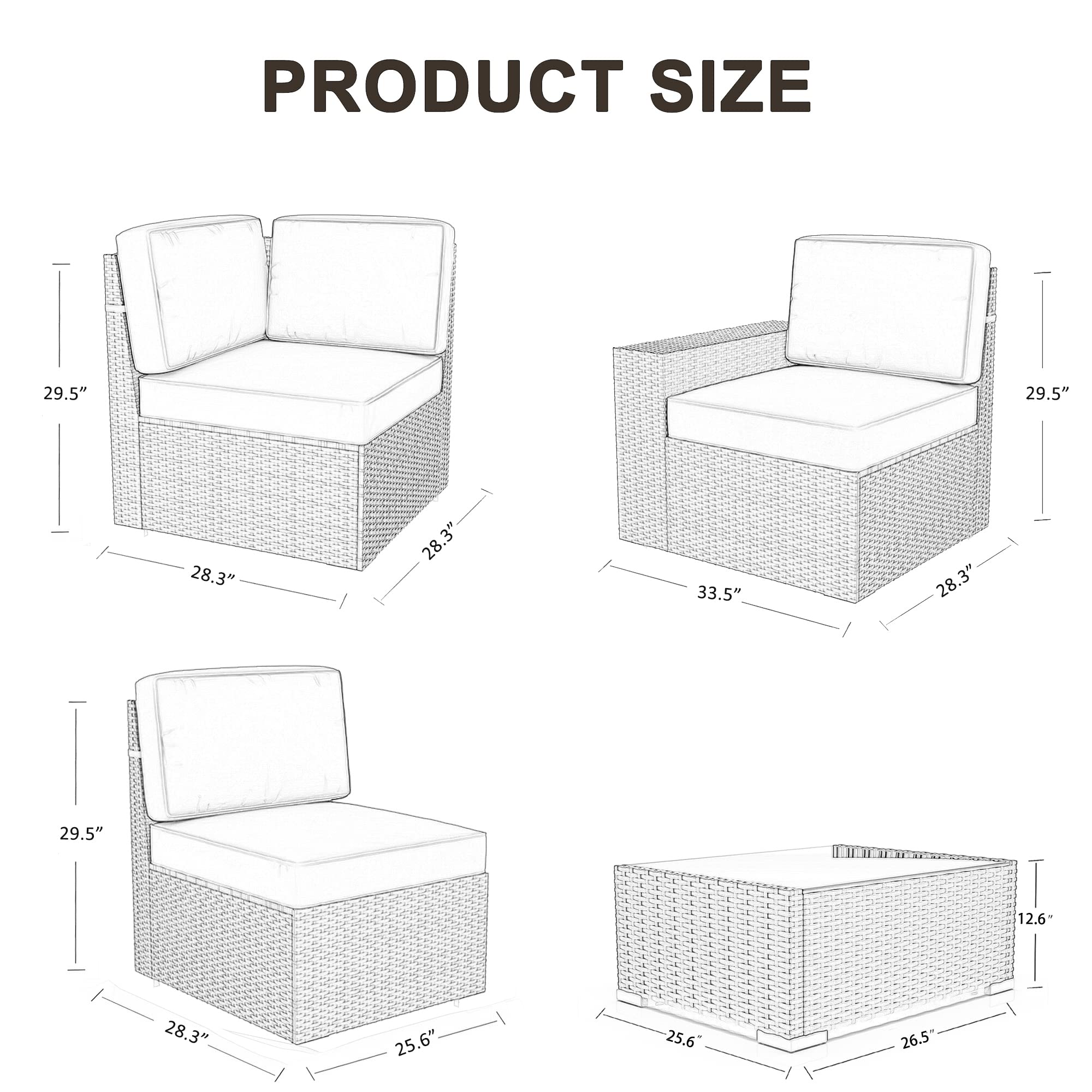 LayinSun 12 Pieces Outdoor Patio Furniture SetSectional Conversation Sofa Set Rattan Sofa Set with Coffee Table