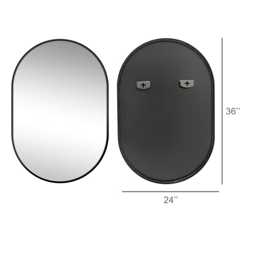 Bathroom Mirror for Wall,36''x24'',Black Oval Mirror for Bedroom Entryway Bathroom, Metal Framed Vanity Mirror(36''x24'',Black)