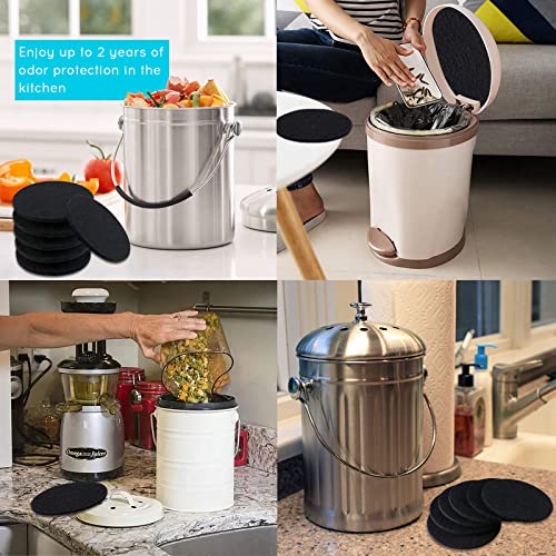 Charcoal Filters for Compost Bucket, 12 Pack Compost Filters for Kitchen Compost Bin Pail Replacement Filter Countertop Home Bucket Refill Sets, Round