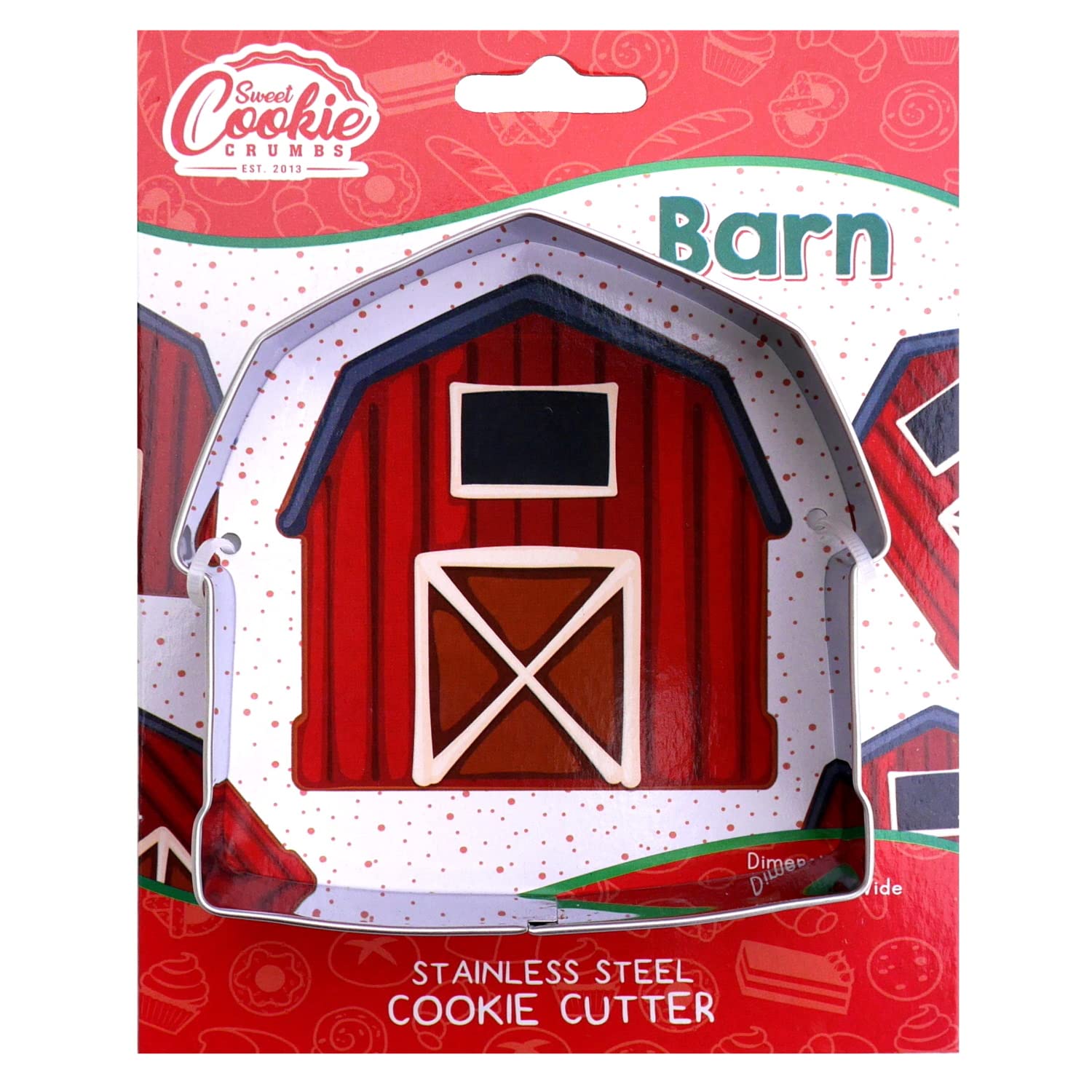 Barn Cookie Cutter, Premium Food-Grade Stainless Steel, Dishwasher Safe (Barn)