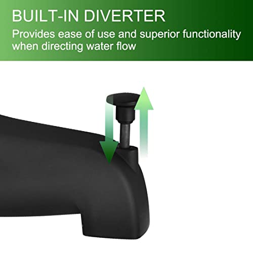 Bathtub Faucets Bath Tub Tube Spout Spicket Slip FIT Wall Mount Bathroom Faucet with Pull Up Diverter Matte Black
