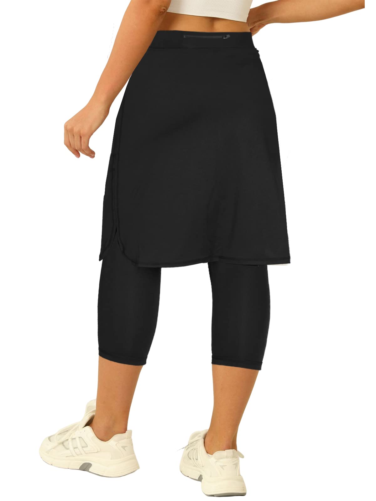 Aurgelmir Womens Knee Length Tennis Skirt with Built in Capri Leggings Drawstring Workout Skorts
