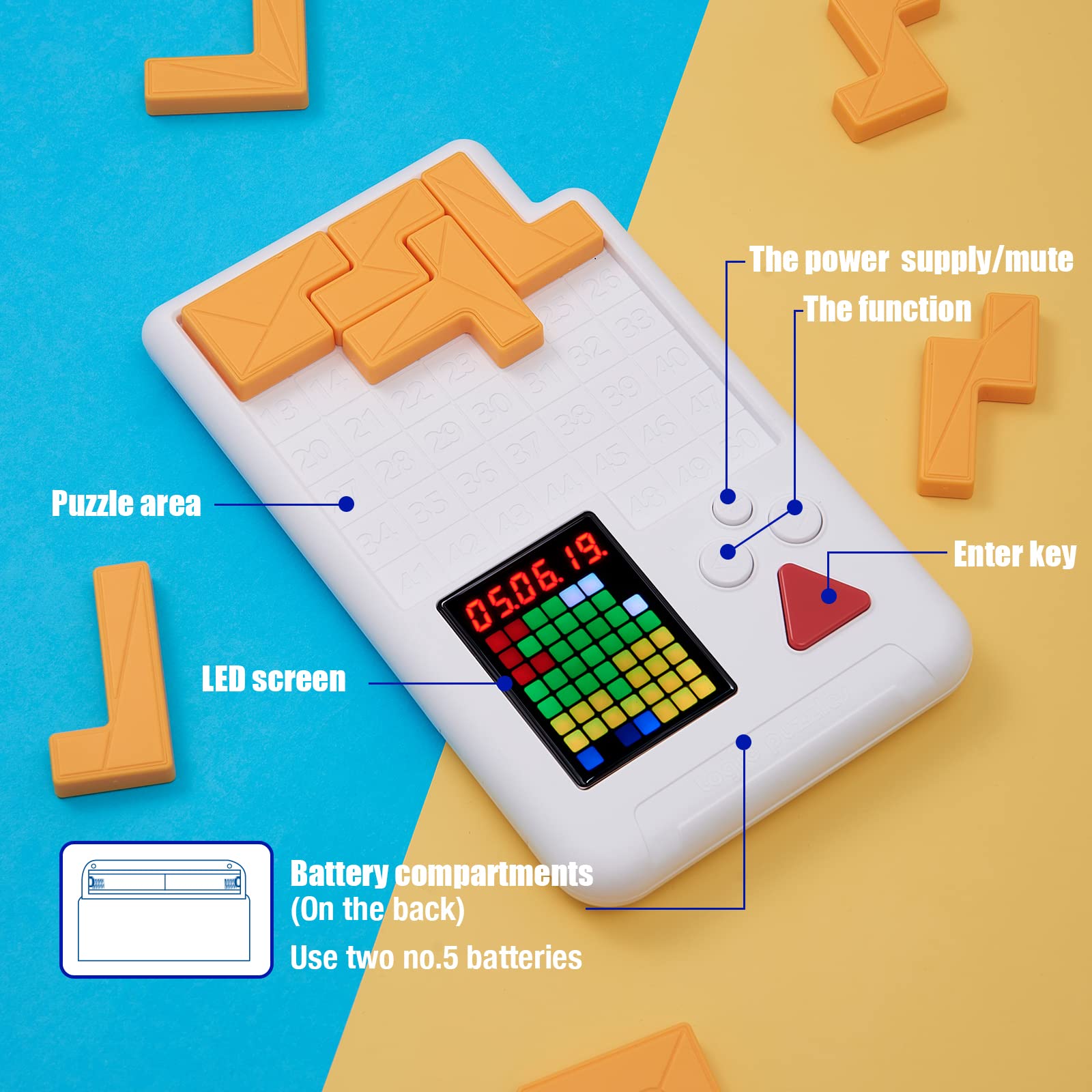 Blocks Puzzle Games Super Brain Puzzles for Adults 1000+ Levelled UP Challenges Brain Teaser Puzzles, Interactive Fidget Toys Handheld Games Console, Electronic Learning & Education Travel STEM Toys