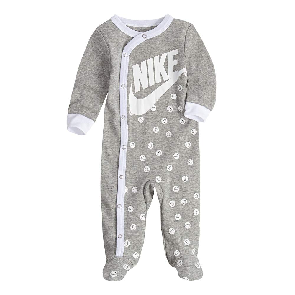 NIKE Infant/Toddler Printed Footed Coverall (Dark Grey Heather(56D679-042)/White, 3 Months)