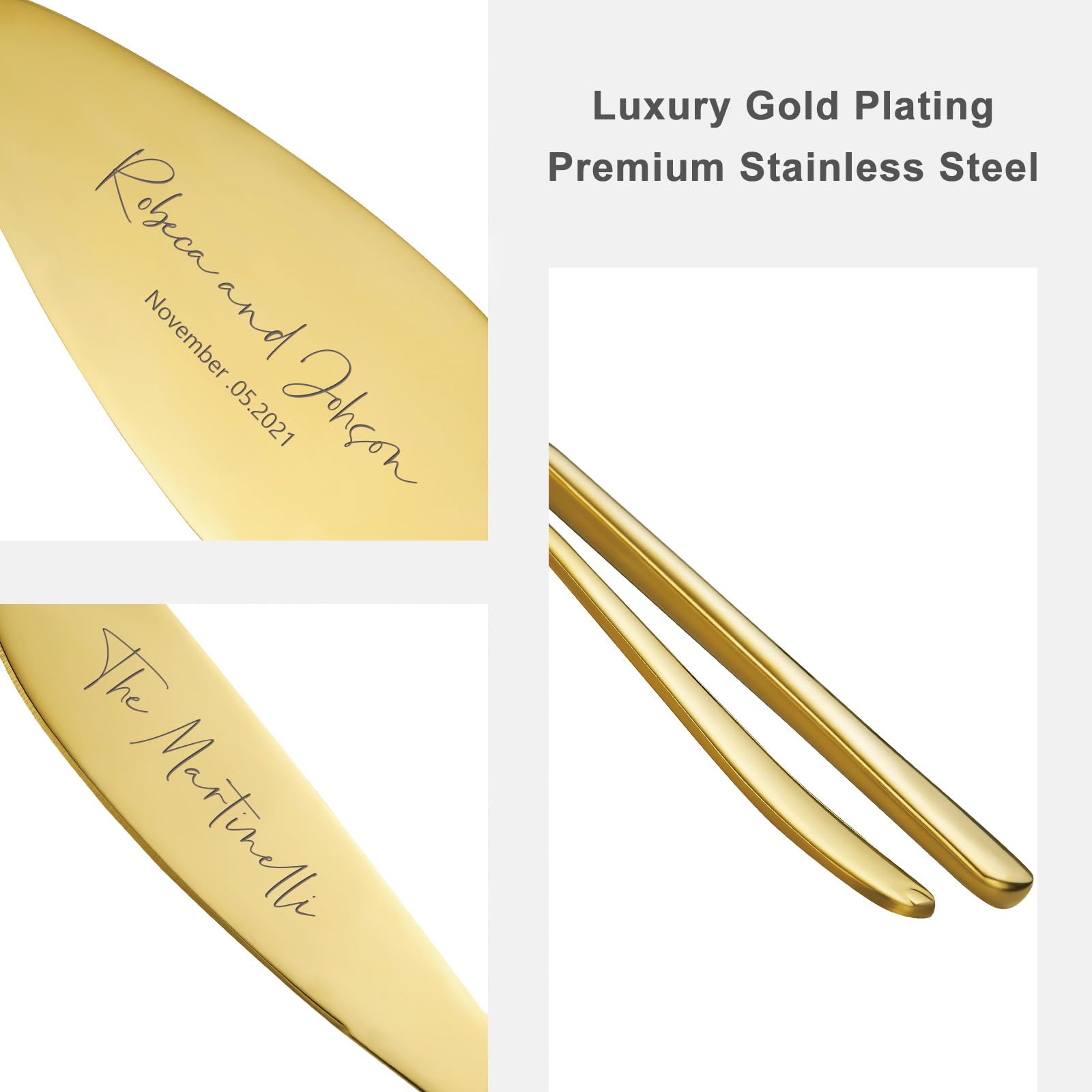 AW BRIDAL Personalized Wedding Cake Knife and Server Set, Gold Cake Cutting Set Gift for Wedding Bridal Shower Pie Sever Pizza Knife//DK2201CPP23//