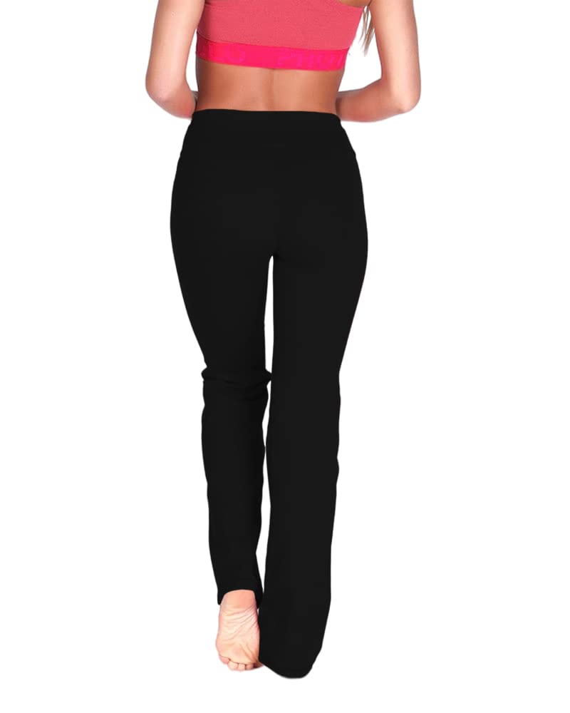 Aurgelmir Womens Stretch Yoga Straight Leg Workout Sweatpants Loose Fit Open Bottom Casual Pants Black