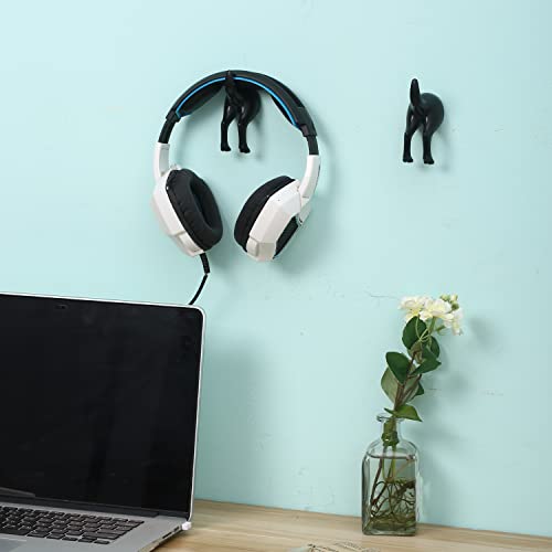 CRSWHA 5 Pack Dog Tail Coat Hooks for Wall,Black Plastic Wall-Mounted Hat Hanger Hooks,Cute Towel Hooks for Bathroom,Decorative Dog Butt Wall Peg for Hanging Coats,Bags,Key,Purse,Dog Leash