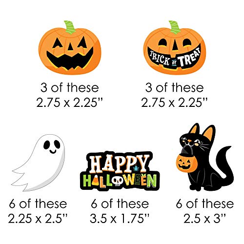 Big Dot of Happiness Jack-O'-Lantern Halloween - Paper Straw Decor - Kids Halloween Party Striped Decorative Straws - Set of 24