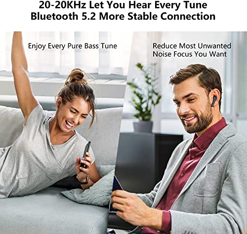 BRIBEJAT B02 Pro Wireless Earbuds with Active Noise Cancellation Touch Control, Wireless Charging Case, Bluetooth 5.2 in-Ear Headset Built-in Mic with Stereo Premium Deep Bass Immersive Sound, Black