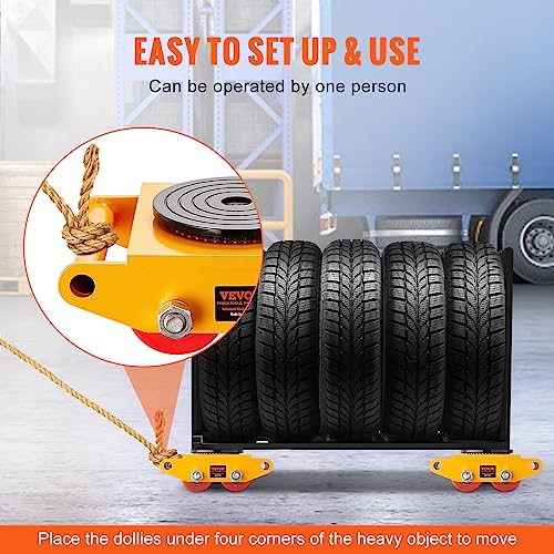 BestEquip Machinery Mover 13200LB Capacity Machinery Skate 4 Wheels Dolly Skate Roller with 360 Degree Rotation Cap (13200LB Capacity)