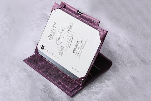 Black Purple tooled embossing leather remarkable 2 case with pen holder, reMarkable 2 folio organizer cover, N05-LRMBPU