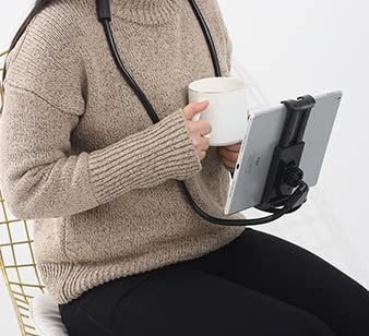 Cell Phone Stand Hanging on Neck Upgraded-Gooseneck Phone Holder-360 Rotation Tablet Mount Bracket-Angle Holder-Flexible Mount Stand-Lazy Bracket