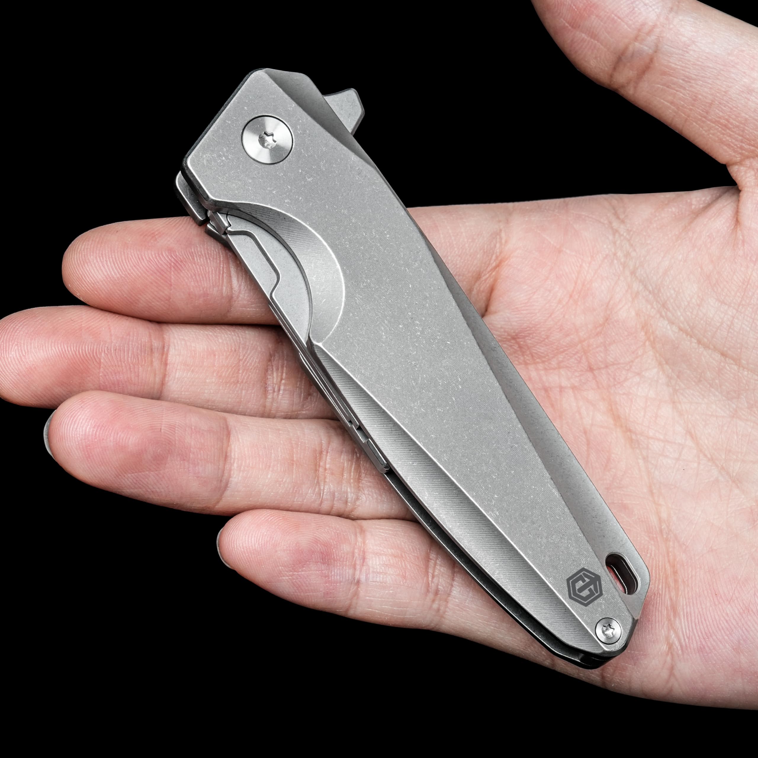 TGZUO Titanium Folding Utility Knife with Clip Mini EDC Box Cutter Flipper Pocket For Outdoor 10pcs Carbon Steel Replacement Blades