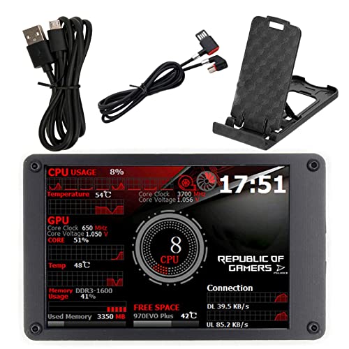 Caneem Computer Temp Monitor | 3.5-inch Small Secondary Display for Computers,Secondary Monitoring Screen Supports USB Cable Monitoring Hardware