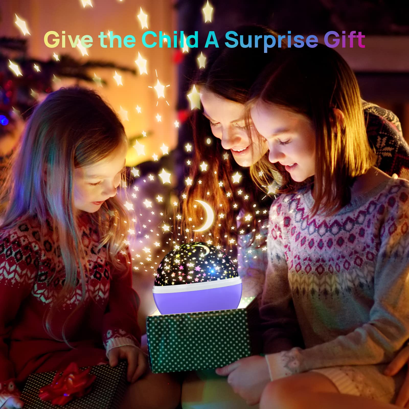 FBLzoo Star Projection lamp rotatable 360-degree Projector Children's Toys Girls Birthday Gift Christmas Gift Bedroom Atmosphere lamp Sleeping Night Light Small Table lamp (Purple)