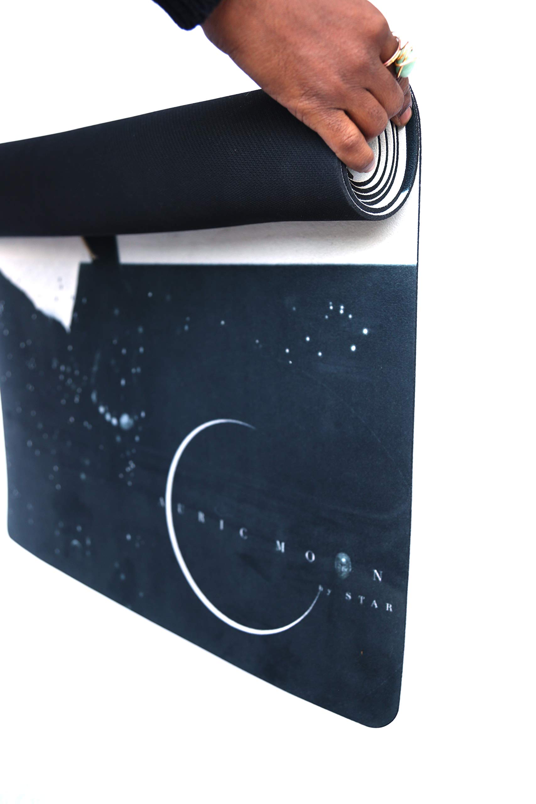 Auric Moon Goddess Luxury Suede Yoga Mat White, Black, Gold 5 ft. x 2 ft.