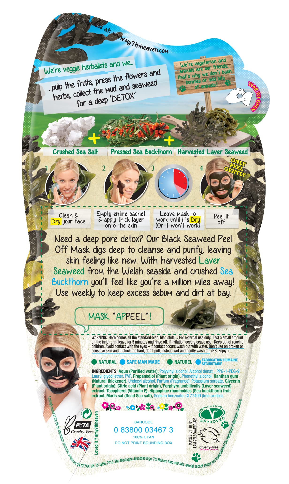 Montagne Jeunesse Black Seaweed Peel Off Masque, 0.3 Fl Oz, 12 Count