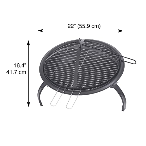 Blue Sky Outdoor Living WBPFP22 21.25” Round Folding Leg Portable Wood Fire Pit