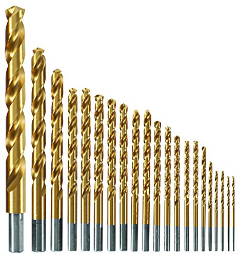 BOSCH TI21A 21-Piece Assorted Set Titanium Nitride Coated Metal Drill Bits with Included Case with Three-Flat Shank for Applications in Heavy-Gauge Carbon Steels, Light Gauge Metal, Hardwood