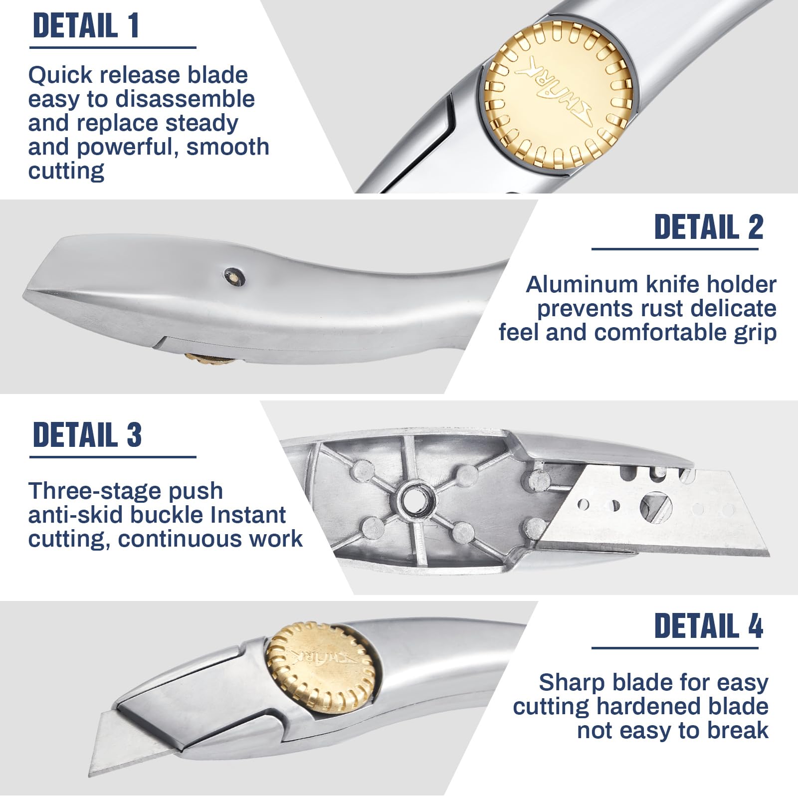 WILLBOND 4 Sets Heavy Duty Roofing Shark Knife with 3 Pcs Utility Knife Blades Replacement Roofing Tools Carpet Knife Blade Cutter for Indoor Outdoor
