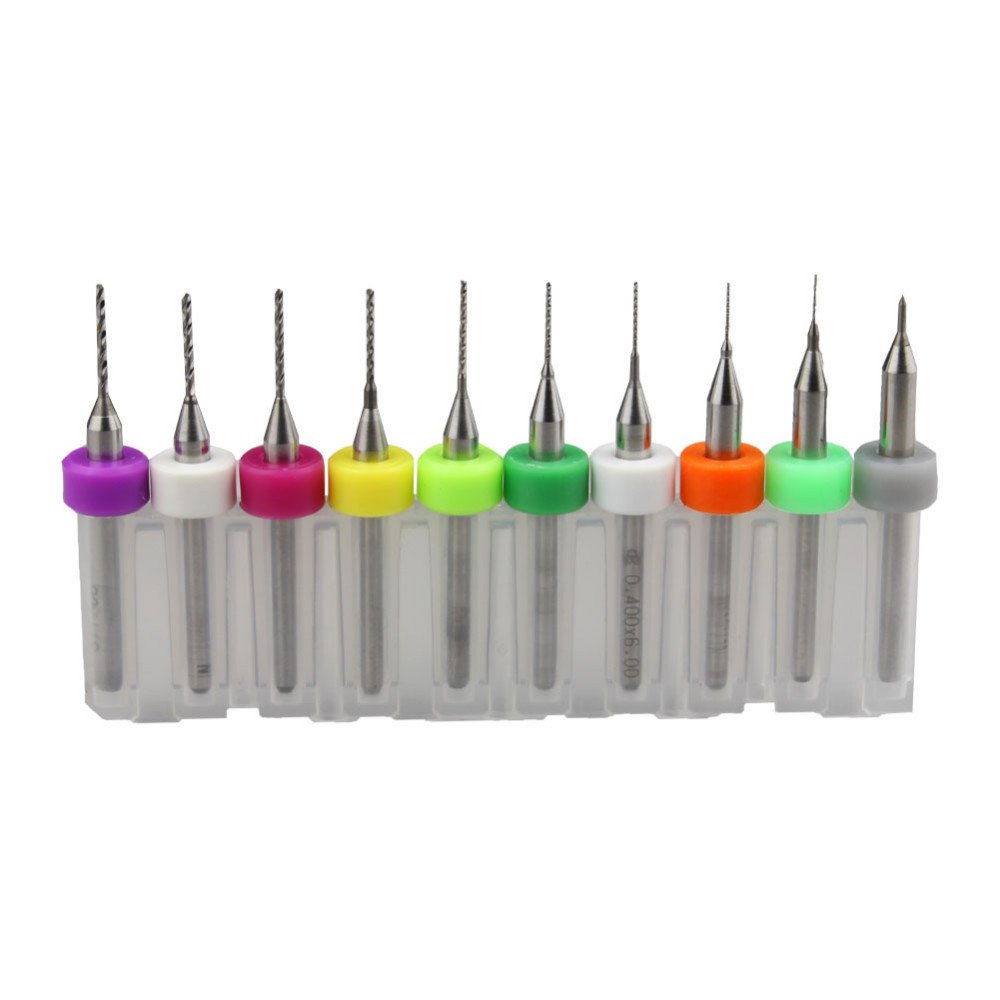 Bestol 10Pcs Micro Mini Twist Drill Bits Set 0.3mm-1.2mm/0.1mm-1.0mm /1.1mm-2.0mm PCB Print Circuit Board Tungsten Carbide Engraving Metalworking Tool (0.1mm-1.0mm)