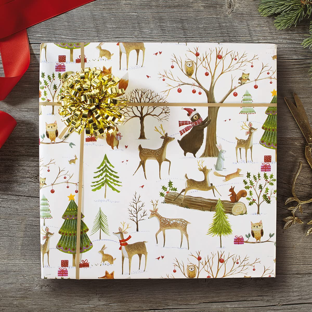 Current Christmas Woods Rolled Wrapping Paper - Premium Jumbo 23-Inch x 32-Foot Gift Wrap Roll, 61 Square Feet Total