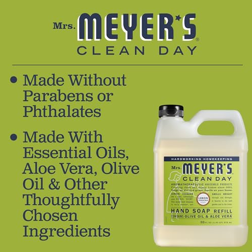 Mrs. Meyer's Clean Day Liquid Hand Soap Refill, Lemon Verbena Scent, 33 fl oz (651327)