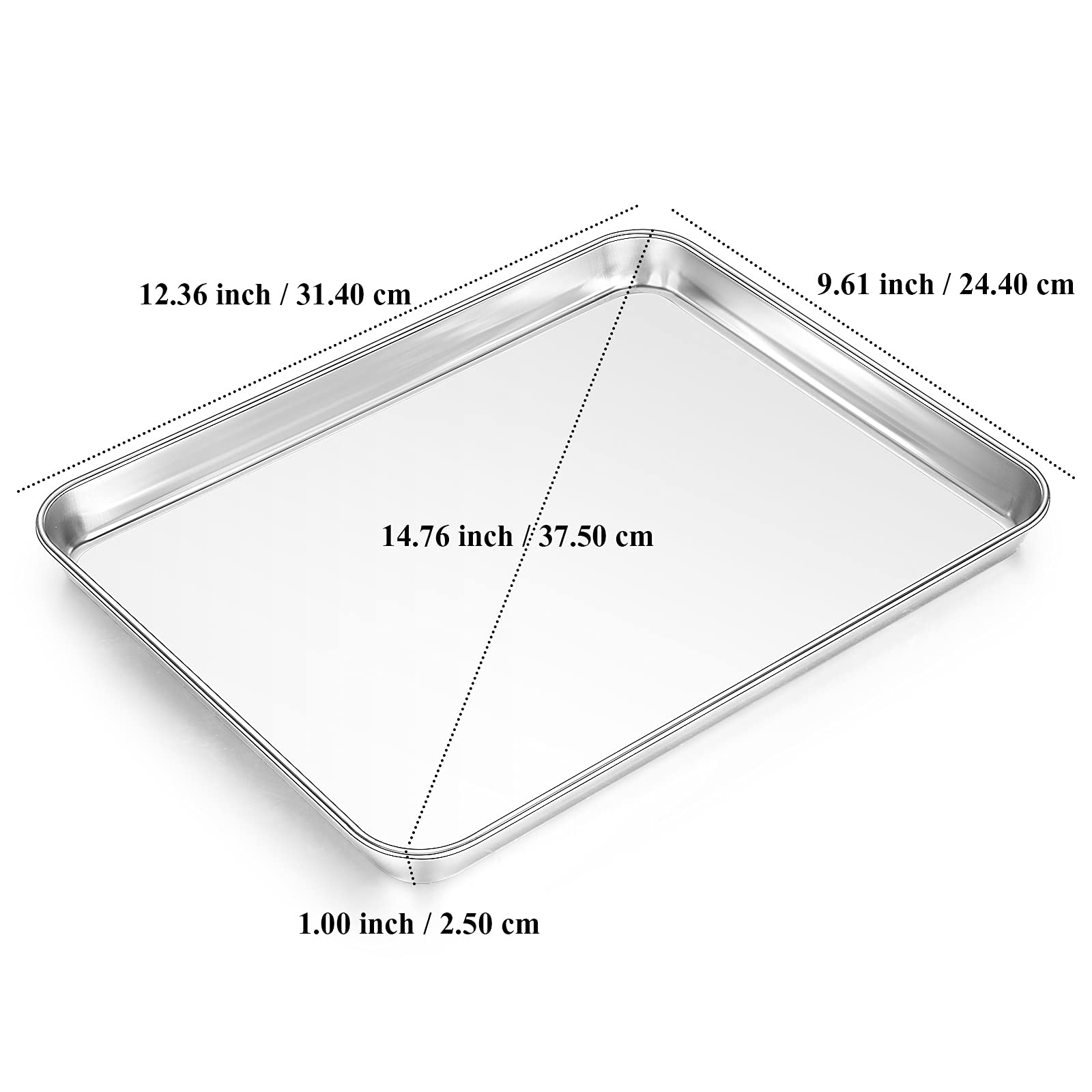 Baking Sheet with Silicone Mat Set, Yododo Set of 4 (2 Sheets + 2 Mats), Stainless Steel Cookie Sheet Baking Pan Tray with Silicone Mat, Non Toxic & Heavy Duty & Easy Clean - Size of 12 inch