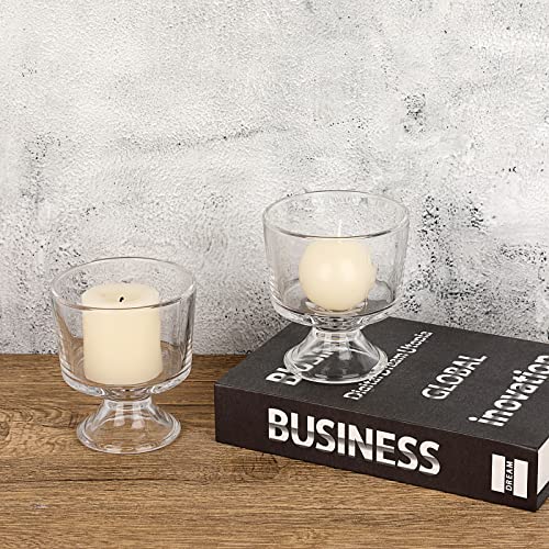 BSTKEY 6PCS Set 10 oz Glass Dessert Bowls/Cups, Cute Footed Dessert Bowls for Ice Cream Trifle Fruit Pudding Snack Salad Condiment Sundae Cocktail Drinks Party